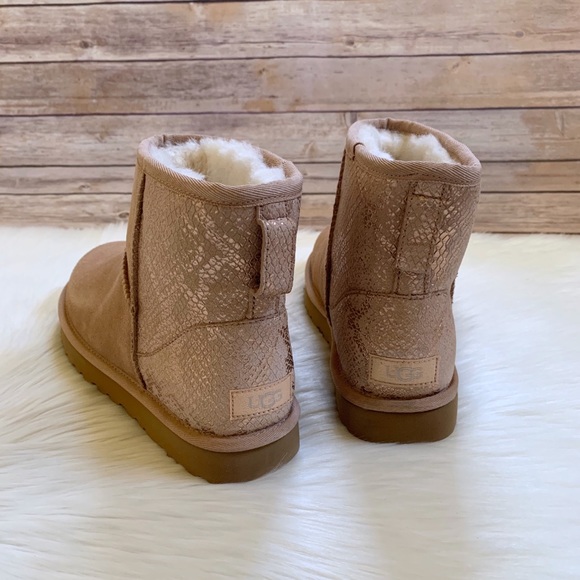 UGG | Shoes | Ugg Rose Gold Classic Mini Metallic Snake Boots | Poshmark